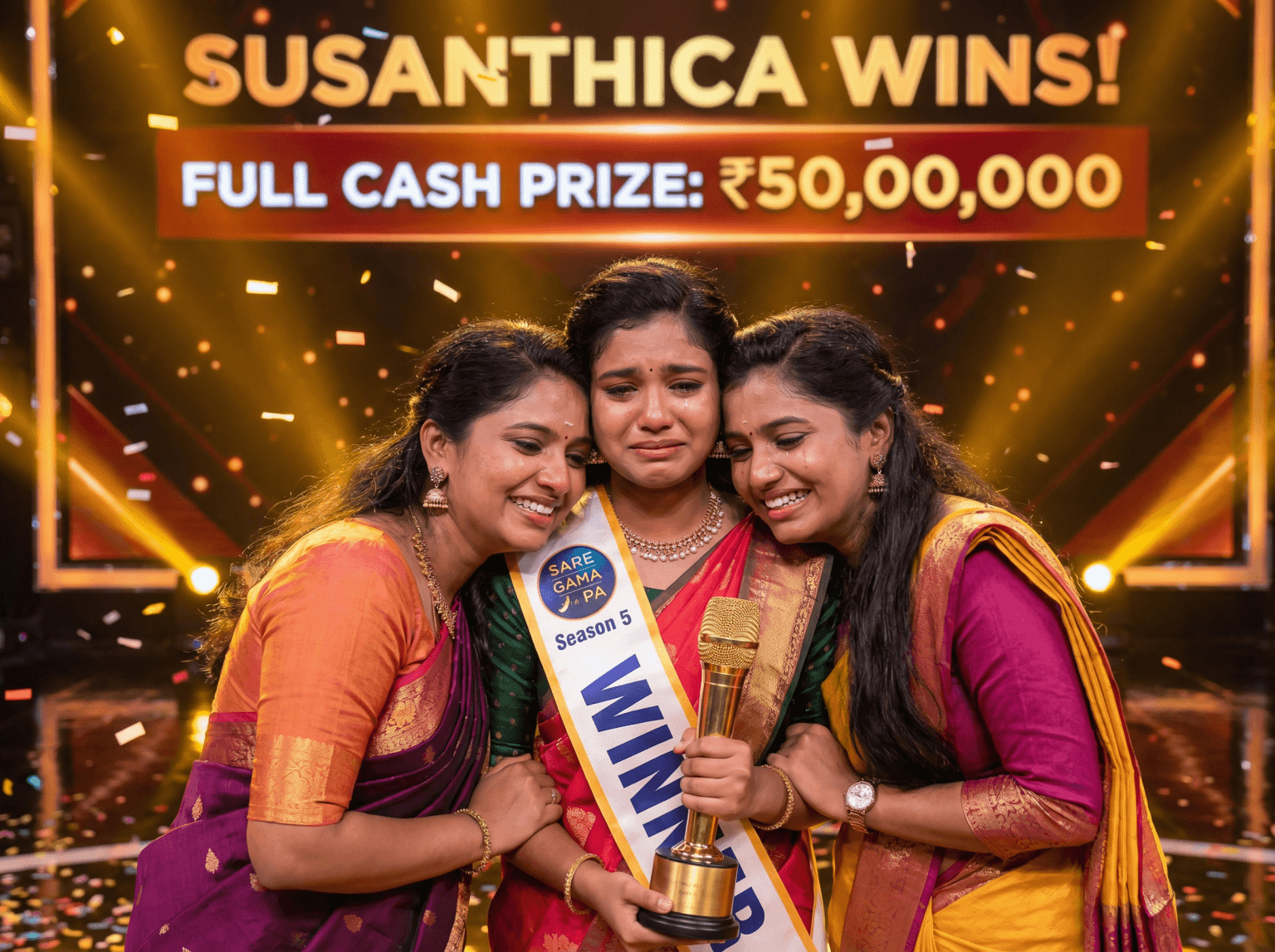 SaReGaMaPa Season 5 Winner Name: Susanthica's Tearful Crown Moment ...